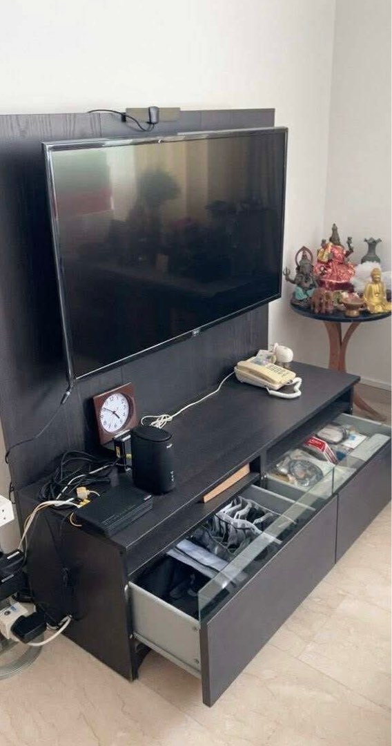 SHARP 2T-C45AE1X Smart TV and IKEA TV console combo., Furniture & Home ...