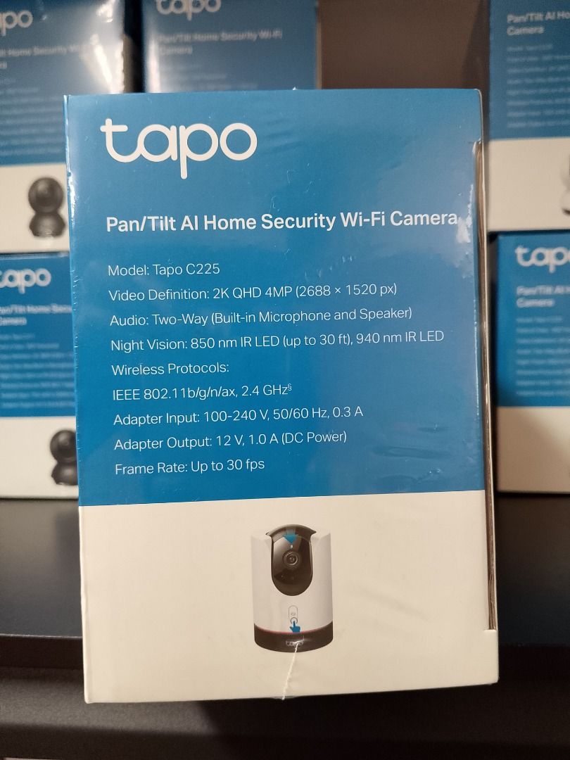 Tp-Link Tapo C225 2K QHD 4MP Pan/Tilt AI Home Security Wi-Fi Camera, Furniture & Home Living ...