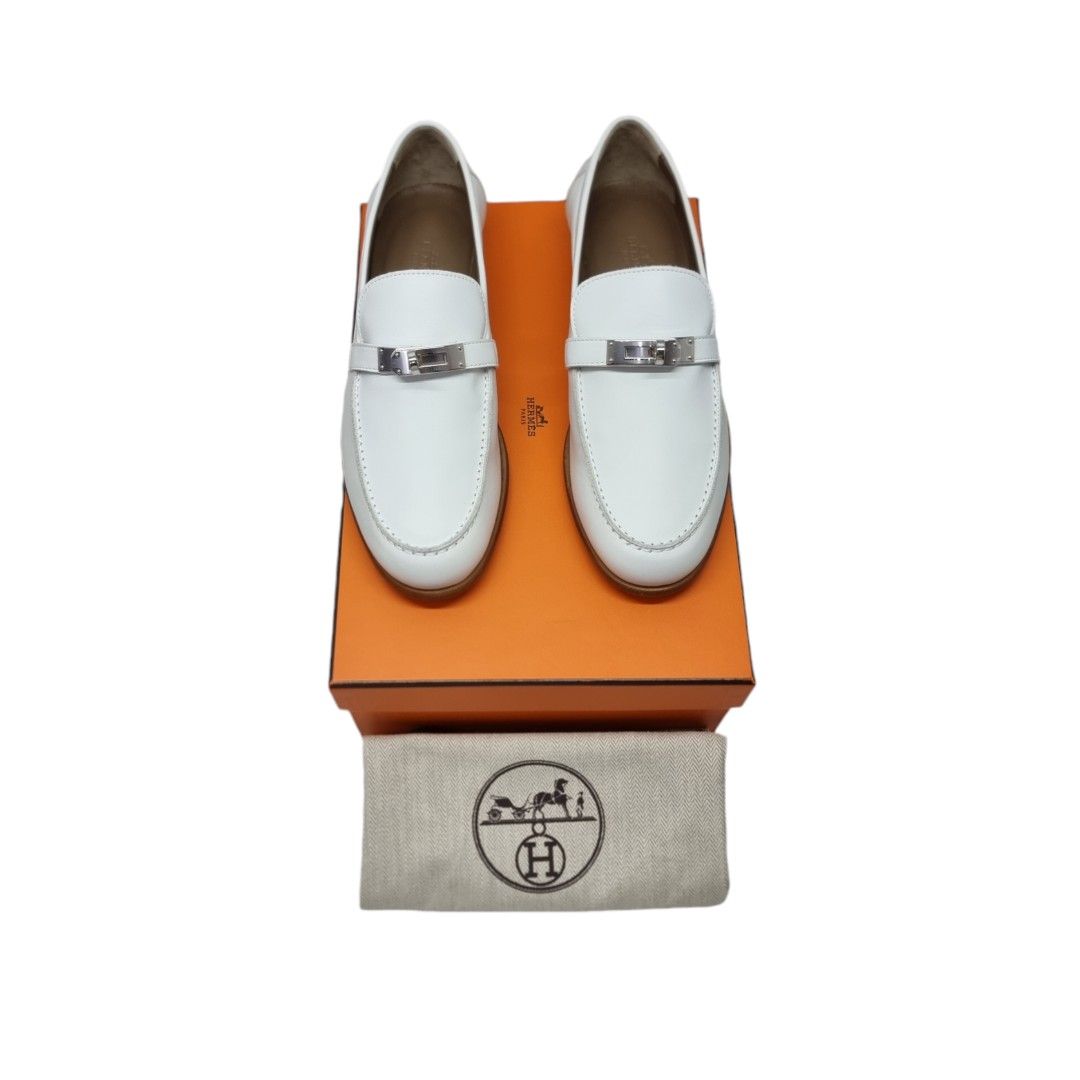 100% Authentic Hermes Destin Loafer Calfskin Shw (Blanc/White), Luxury ...