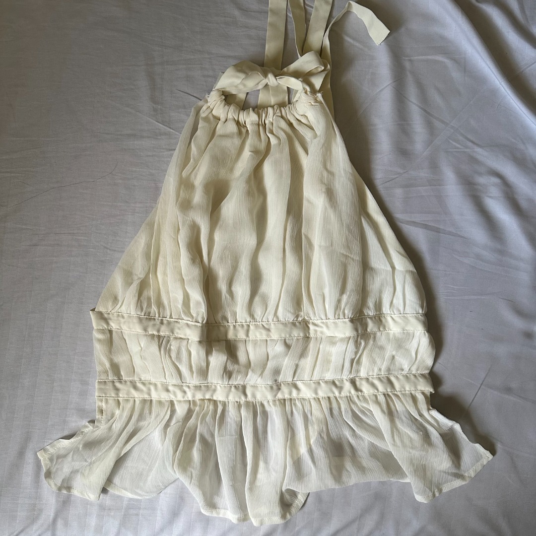 Cream Halter Top, Women's Fashion, Tops, Others Tops on Carousell