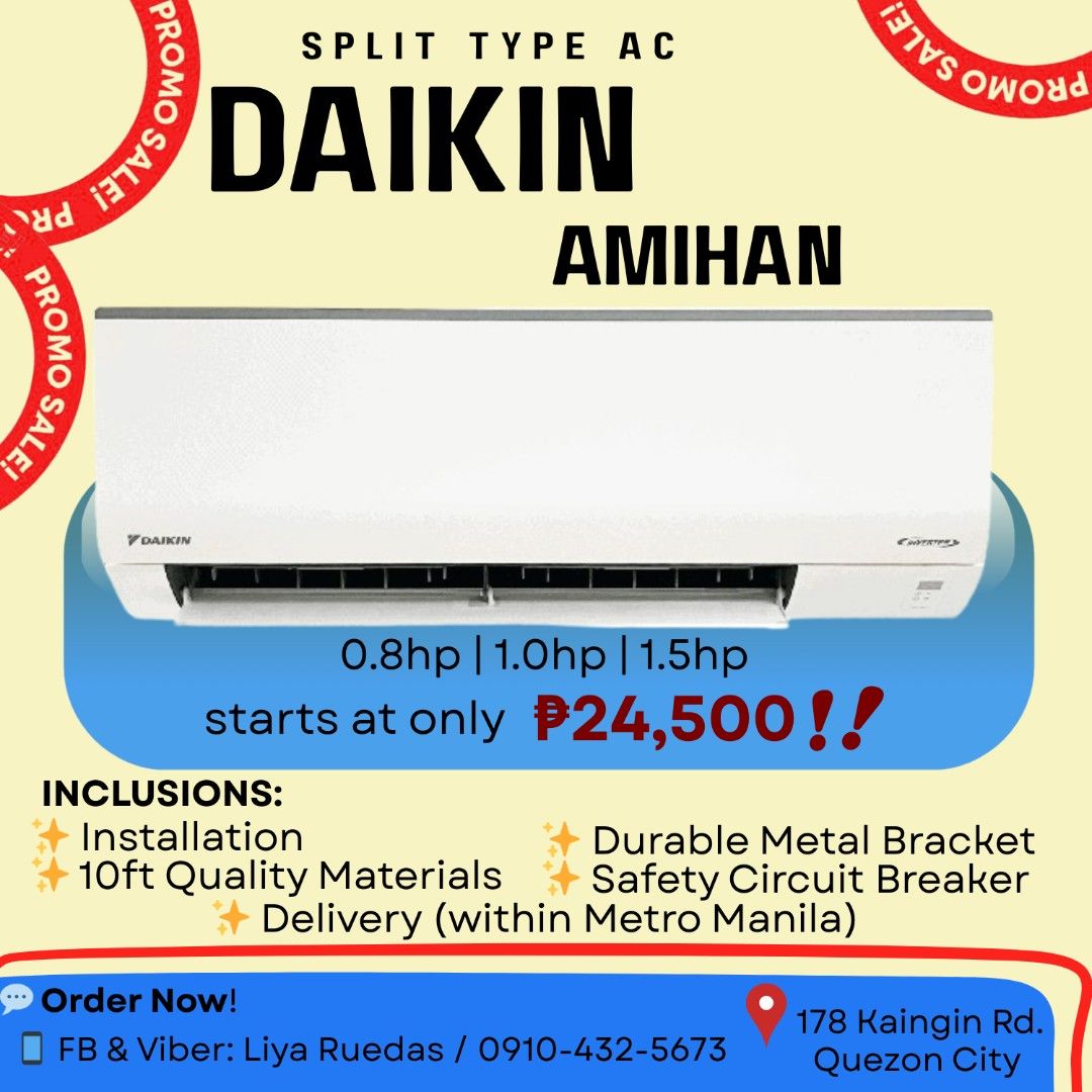 DAIKIN SPLIT TYPE AC - FREE INSTALLATION WITH INCLUSIONS BRAND NEW, TV ...