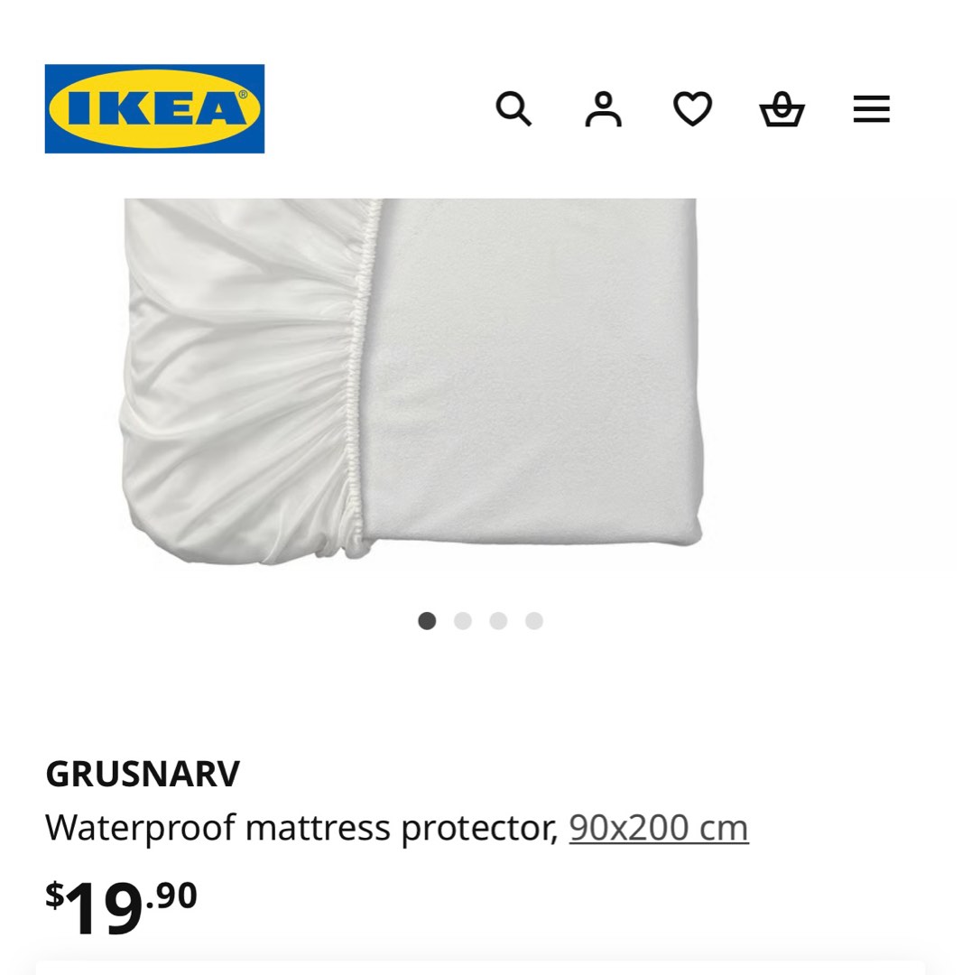 IKEA GRUSNARV Waterproof Mattress Protector 90x200cm, Furniture & Home ...