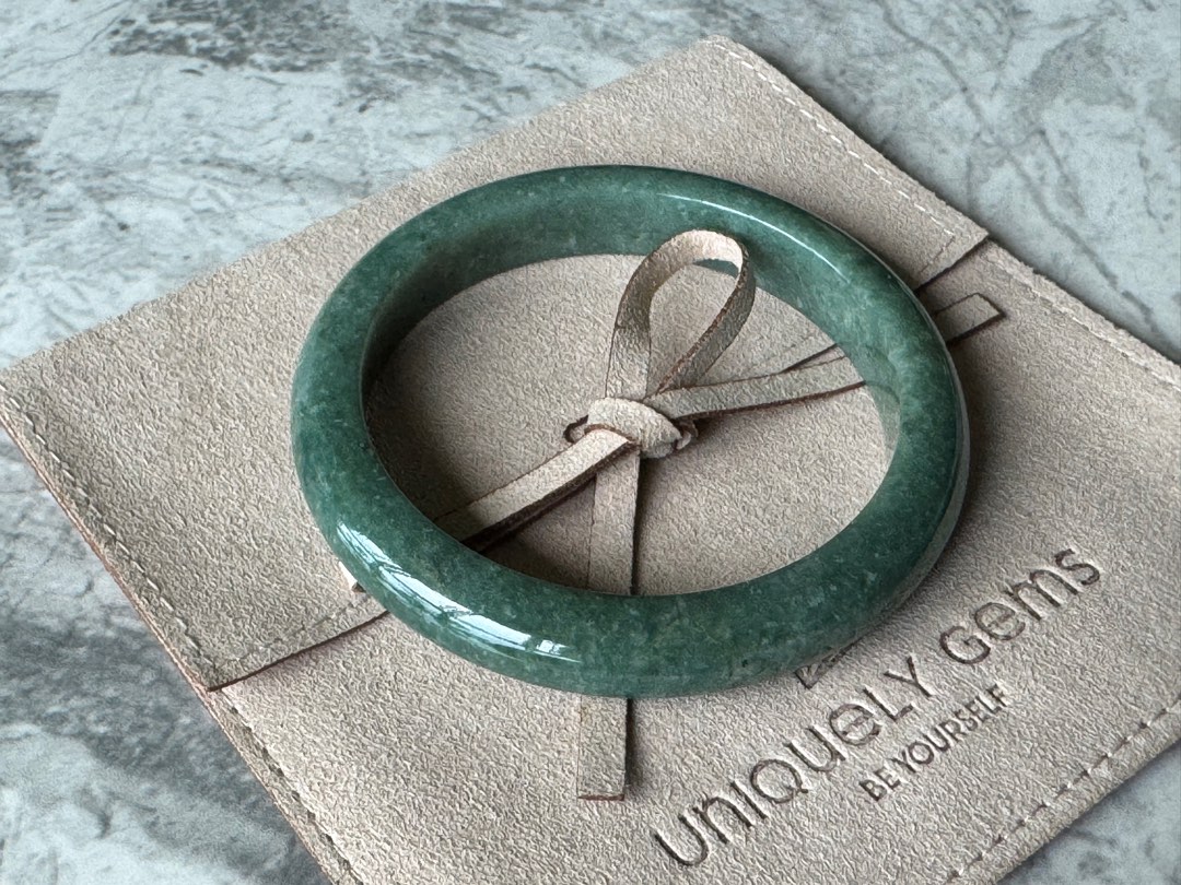 Natural Type A Jade Bangle | 56.2 mm| Half Round Cut, Women's Fashion ...