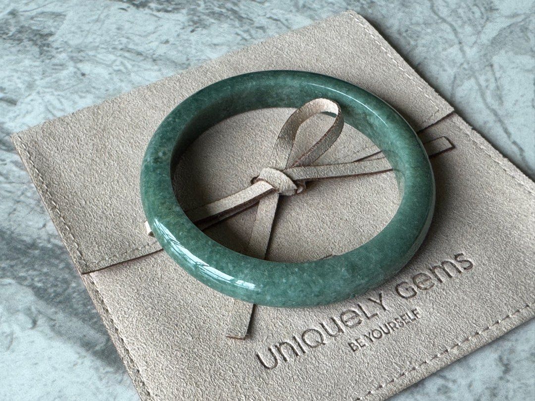 Natural Type A Jade Bangle | 56.2 mm| Half Round Cut, Women's Fashion ...