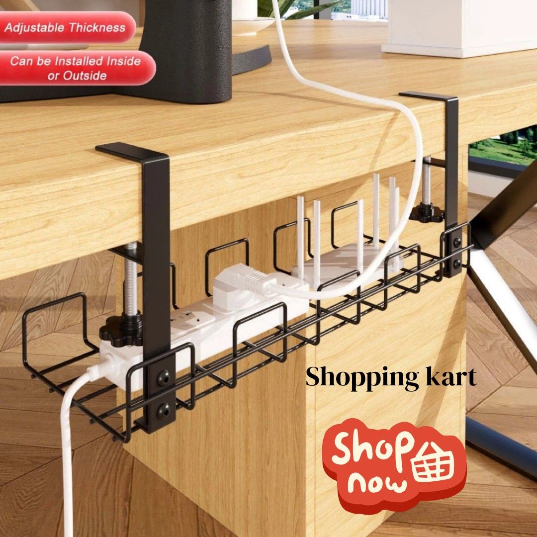 Under Desk Cable Management Tray – Metal Wire Basket for Organizing ...