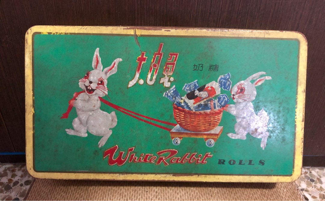 Vintage White Rabbit Candy Tin Container, Hobbies & Toys, Memorabilia ...