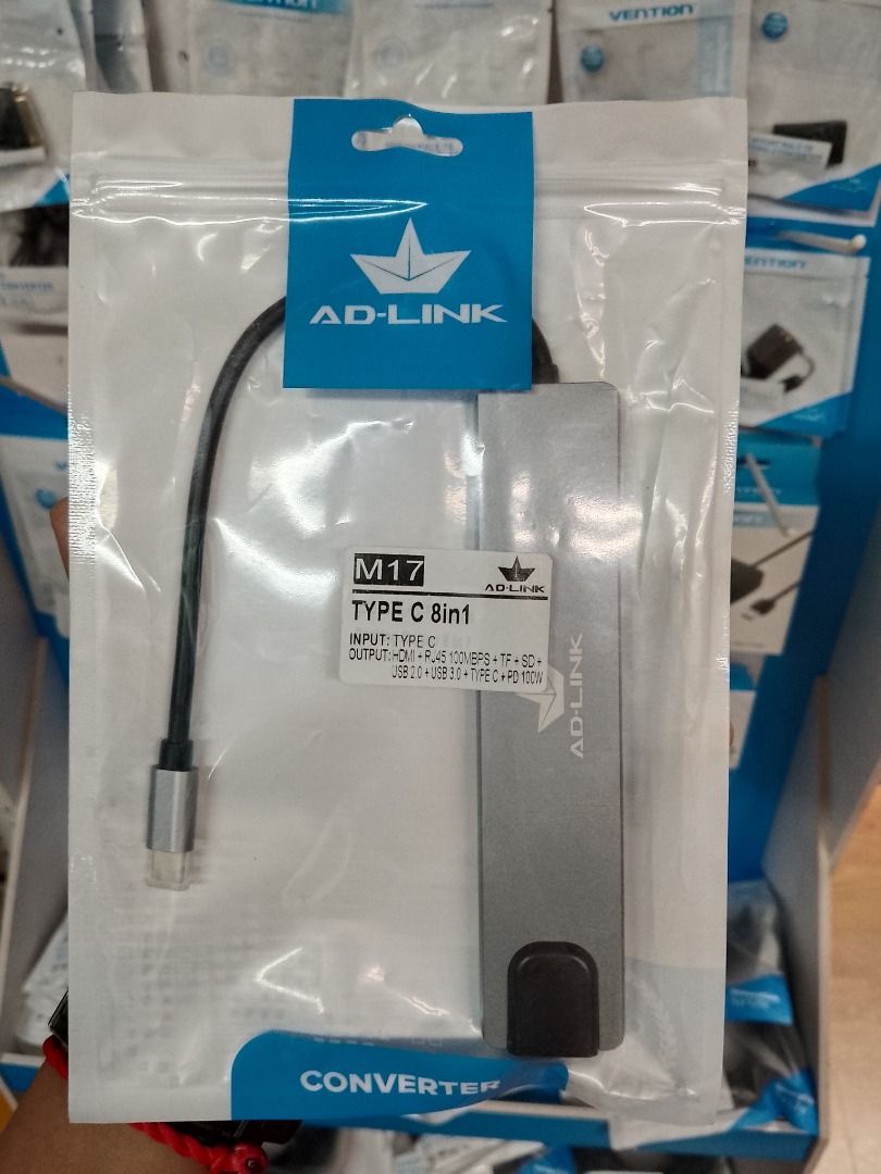 AD-Link 8-in-1 Docking Station Type-C to HDMI/RJ45 100mbps/2*usb3.0/TF ...