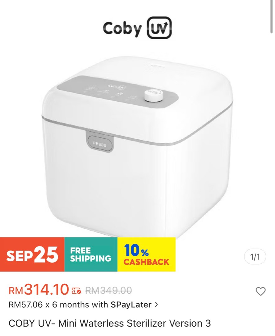 Coby UV Mini Waterless Sterilizer V3, Babies & Kids, Nursing & Feeding ...