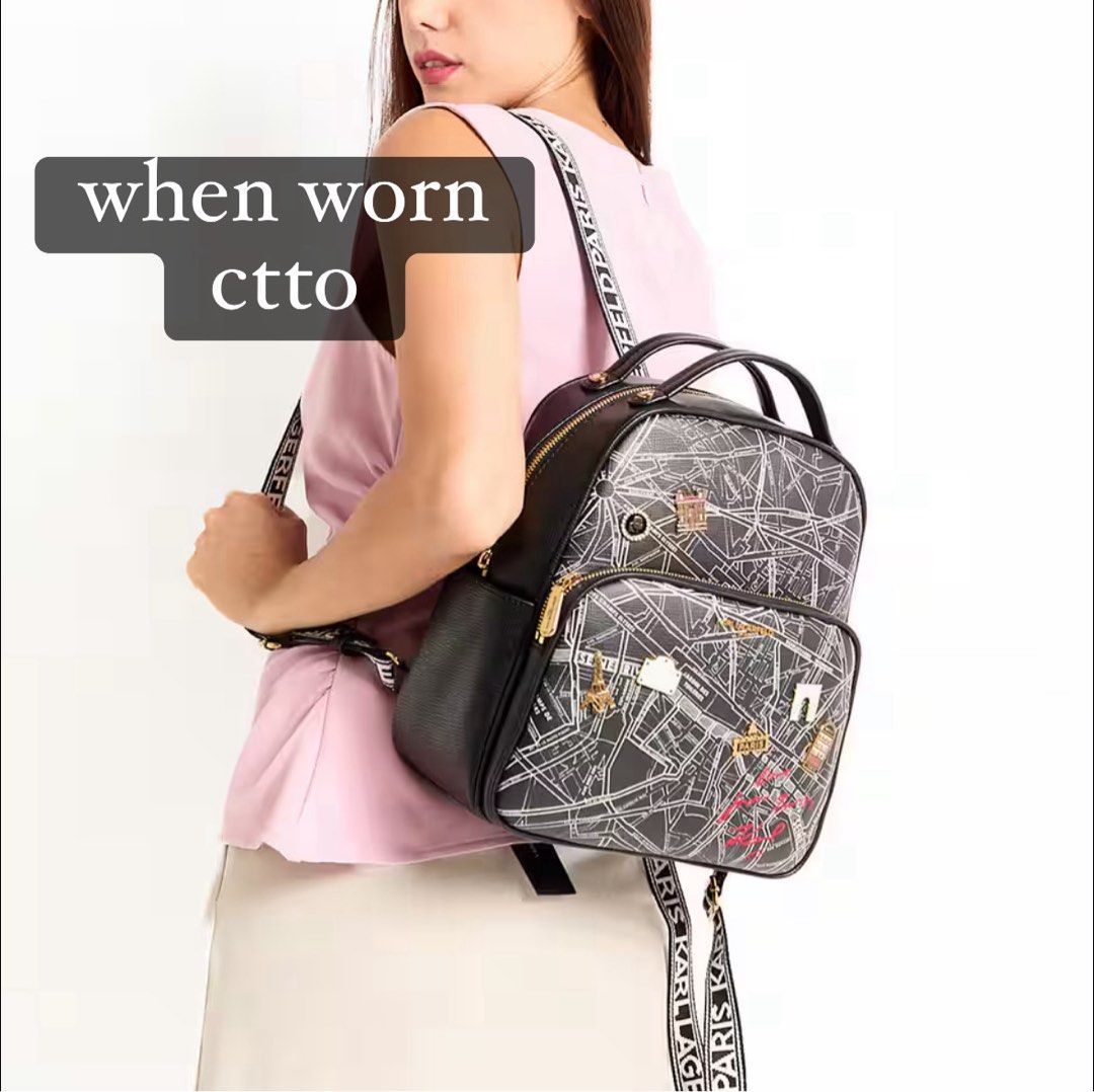 KARL LAGERFELD Maybelle Travel Print Backpack in Black 🇨🇦, Luxury, Bags ...