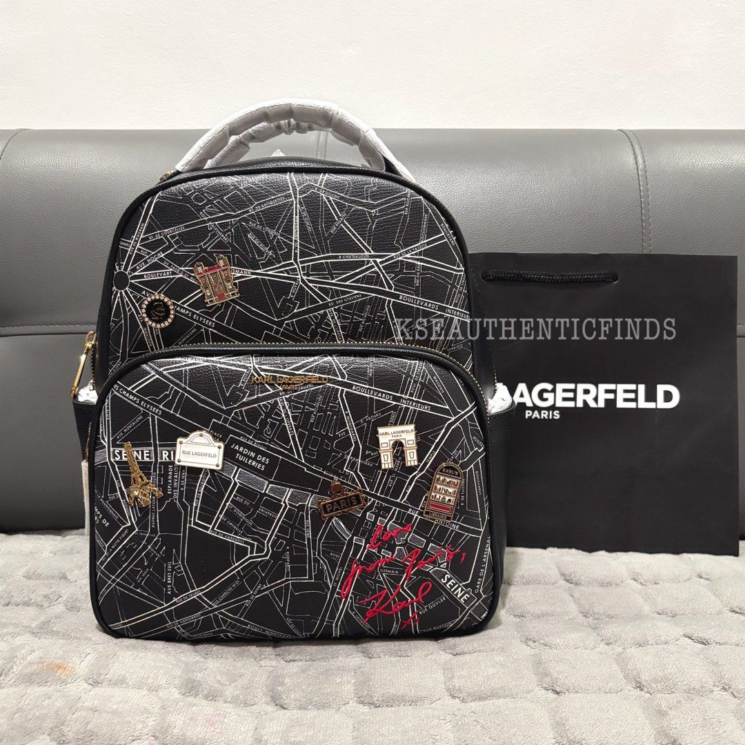 KARL LAGERFELD Maybelle Travel Print Backpack in Black 🇨🇦, Luxury, Bags ...