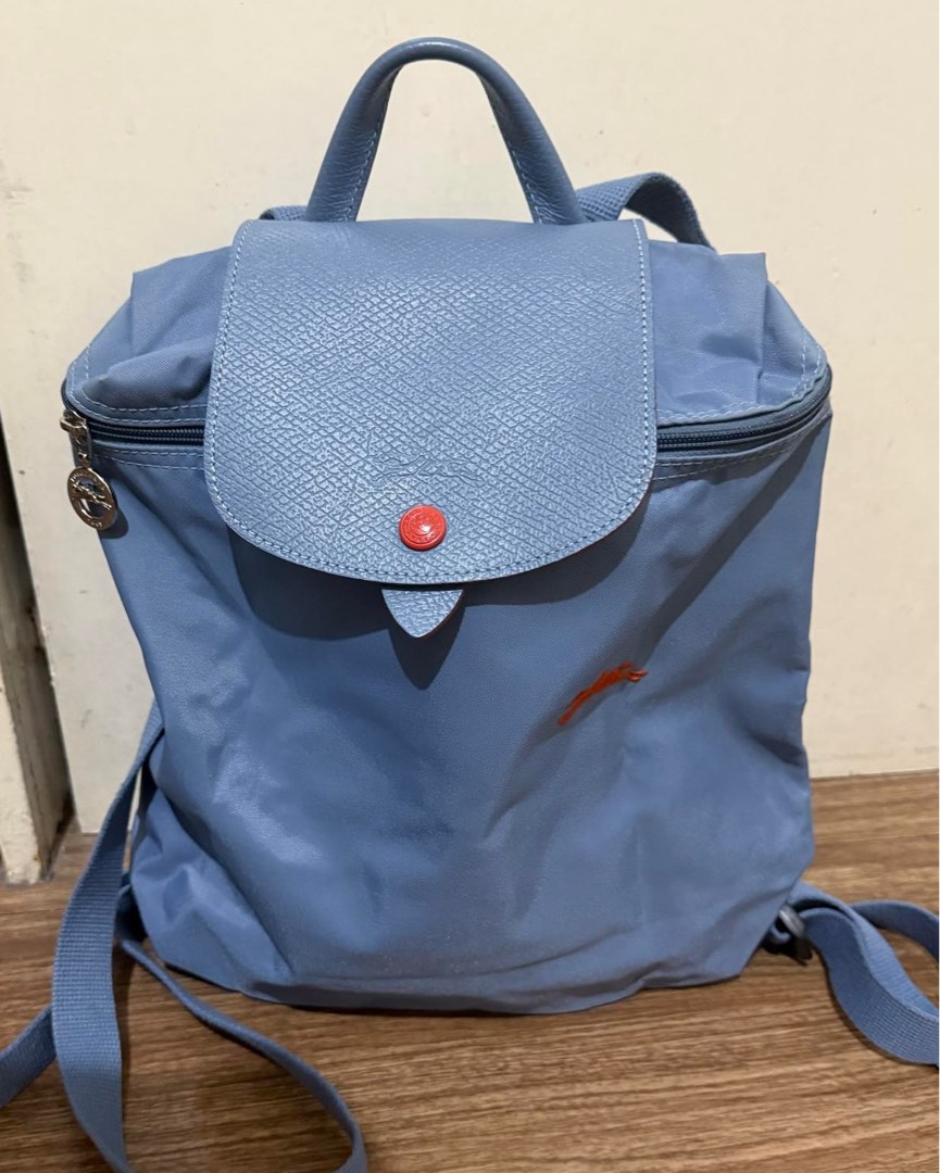 long champ blue le pliage nylon backpack (100% original & authentic ...