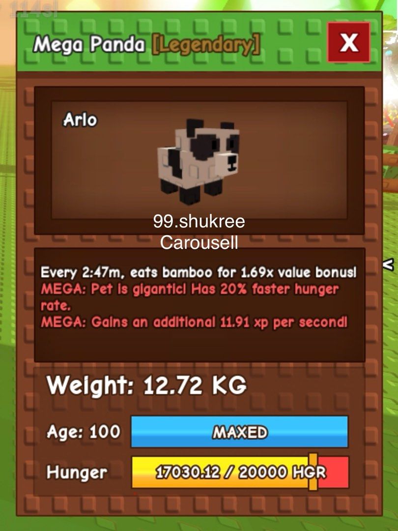 Mega Panda (Grow a Garden), Video Gaming, Video Games, Others on Carousell