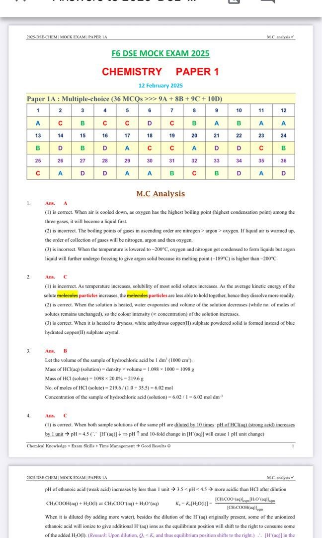 最新SPCC F6 Mock Phy Chem Bio Maths M2名校聖保羅男女中學高質中六模擬考試試卷 physics ...