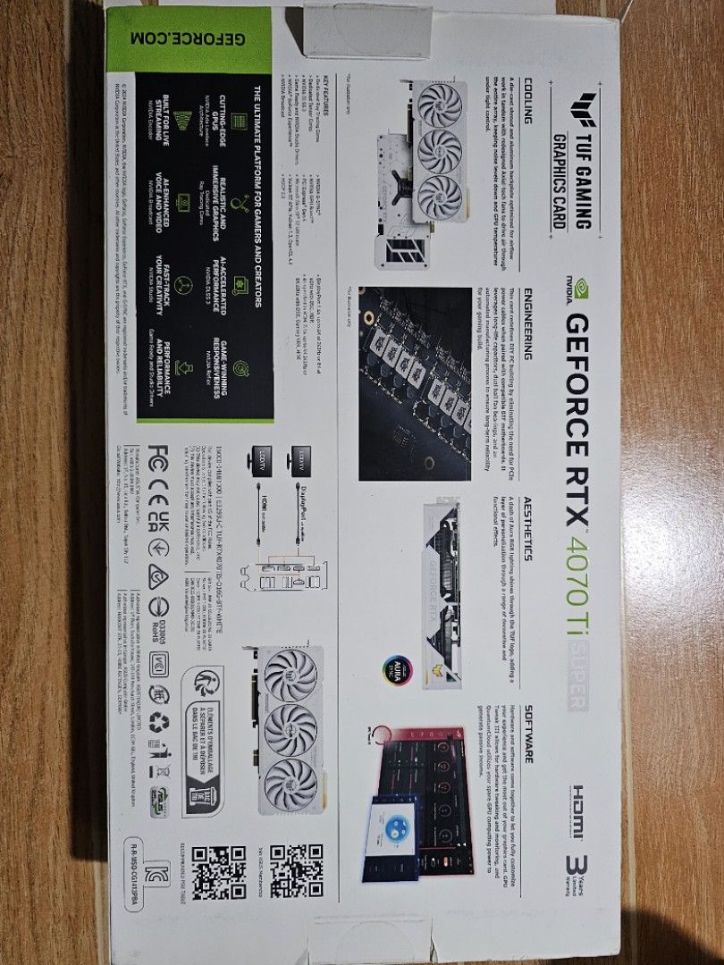 Asus TUF Gaming Geforce RTX 4070 Ti Super OC Edition 16GB GDDR6X BTF White Graphics Card ...