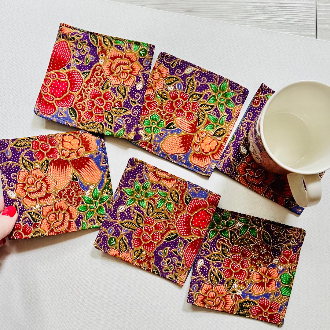Batik Fabric Coasters Handmade in Singapore, Hobbies & Toys, Stationery ...