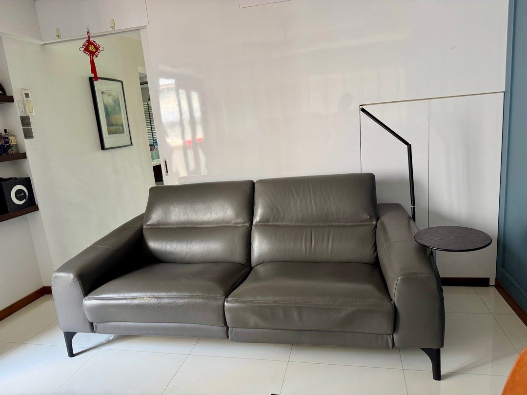 King Living - REO 2 SEATER RECLINER LEATHER SOFA WITH SMART POCKETS ...
