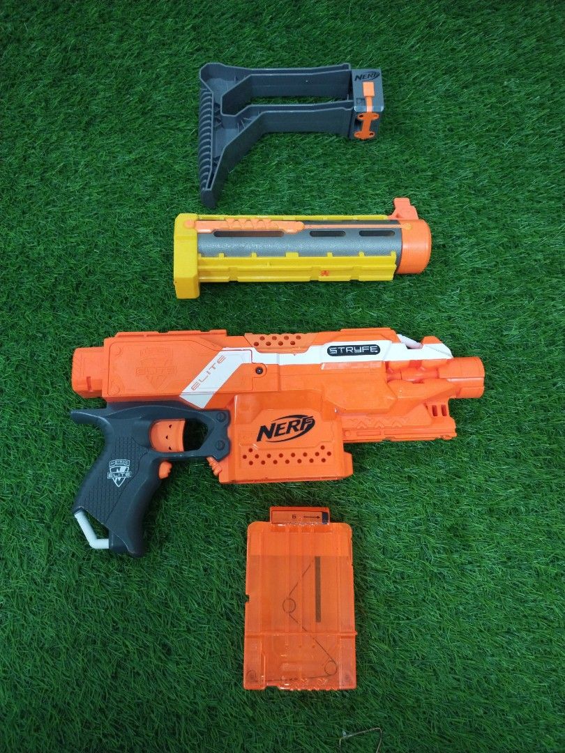 Nerf N-Strike Elite Stryfe Motorized + Barrel + Shoulder Stock, Hobbies ...