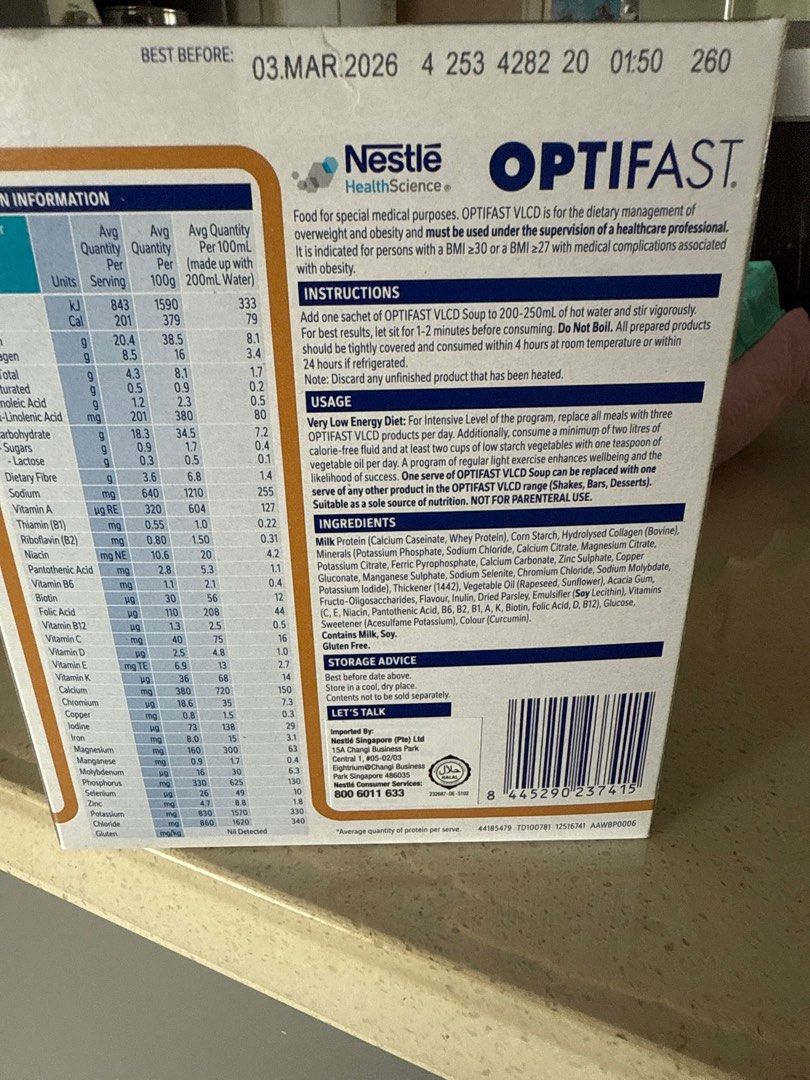 Nestle Optifast Chicken Flavour Soup, Health & Nutrition, Health ...