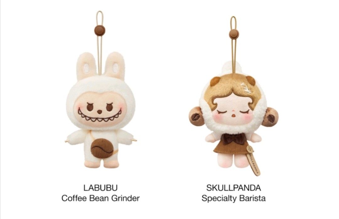 Pop Mart Coffee Factory Plush Pendant - Labubu & Skullpanda, Hobbies ...