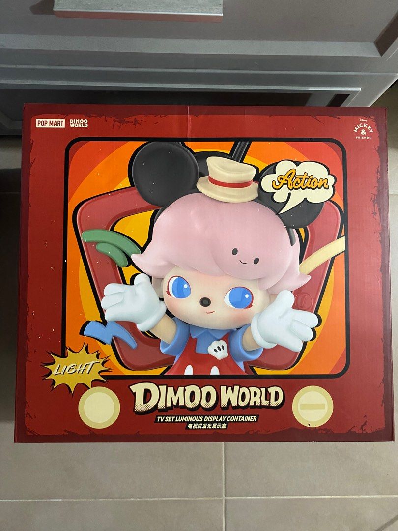 Popmart Dimoo 電視發光展示盒 Mickey world tv set luminous display container ...