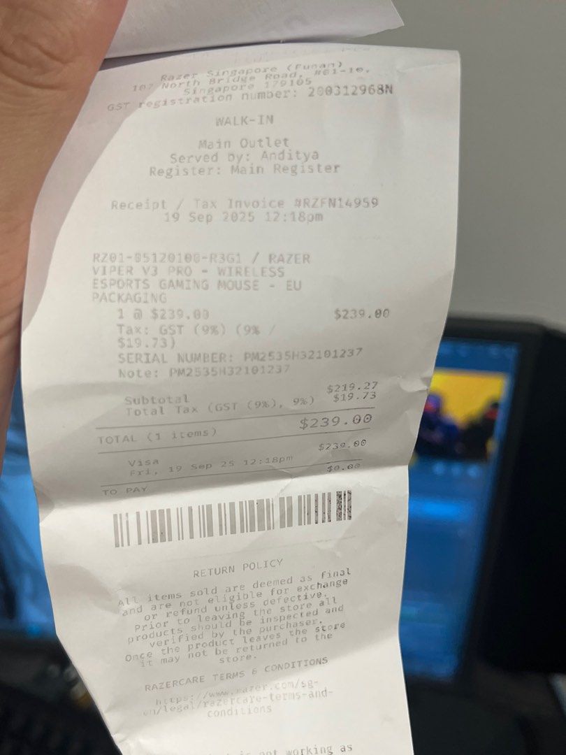 Razer Viper V3 Pro - Wireless Gaming Mouse, Computers & Tech, Parts ...