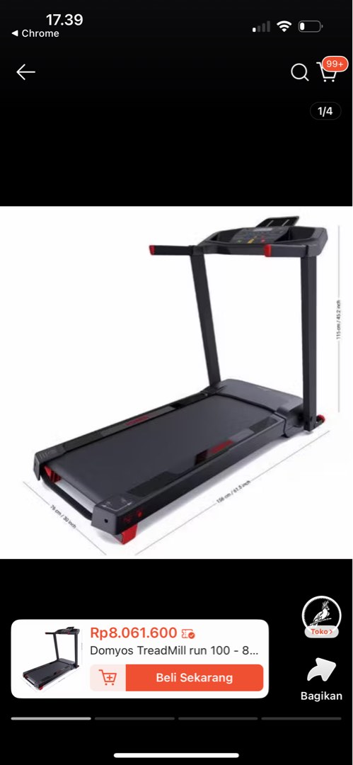 Treadmill Domyos RUN 100 Kondisi Baru Jarang Dipakai Jual Rugi, Olah ...