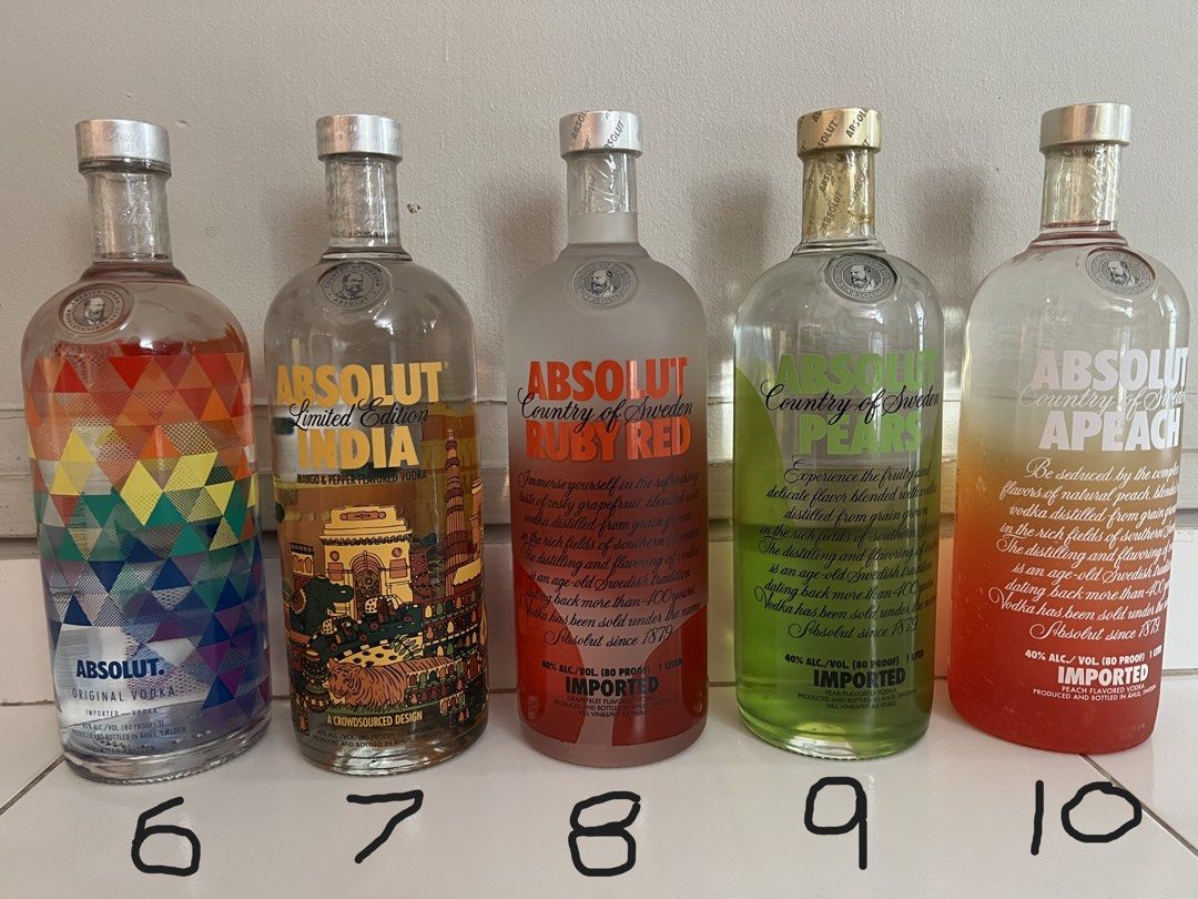 Absolut Vodka Assorted Flavors - 1L Bottles, Food & Drinks, Alcoholic ...
