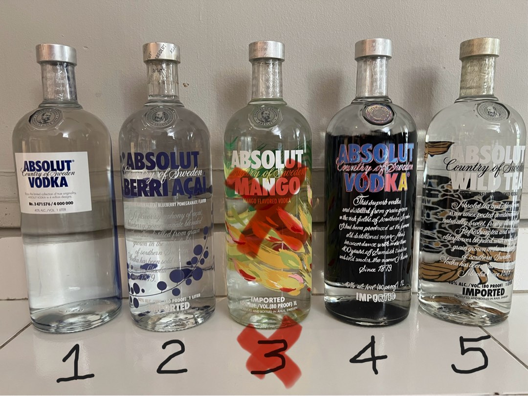 Absolut Vodka Assorted Flavors - 1L Bottles, Food & Drinks, Alcoholic ...