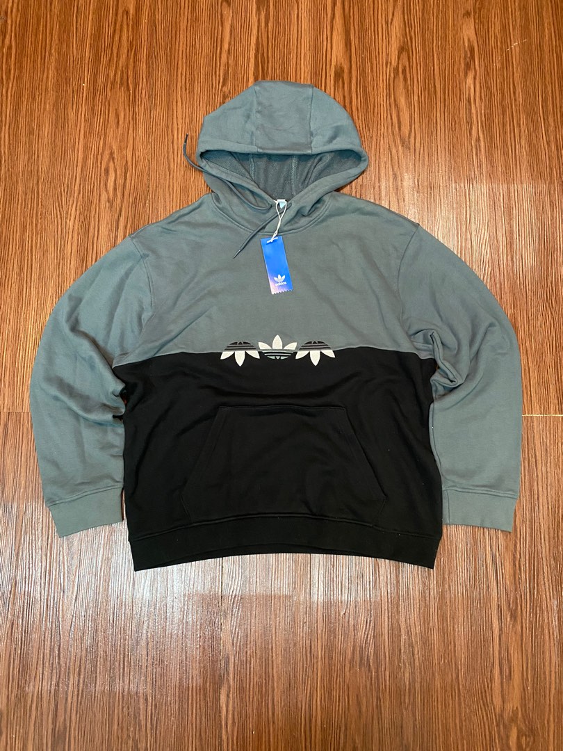 Adidas Trefoil 2 Tone/2 kain Embroidery Hoodie, Men's Fashion, Tops ...