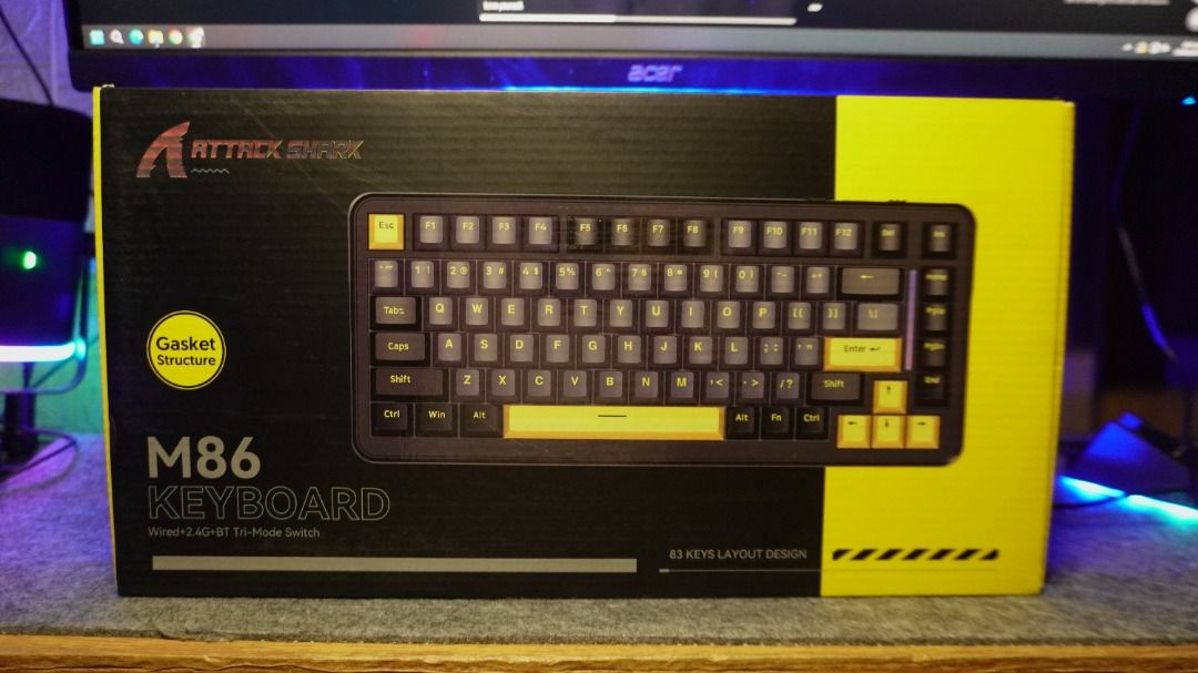 ATTACK SHARK M86 Tri-mode Gasket Mechanical Keyboard MOON, Computers ...