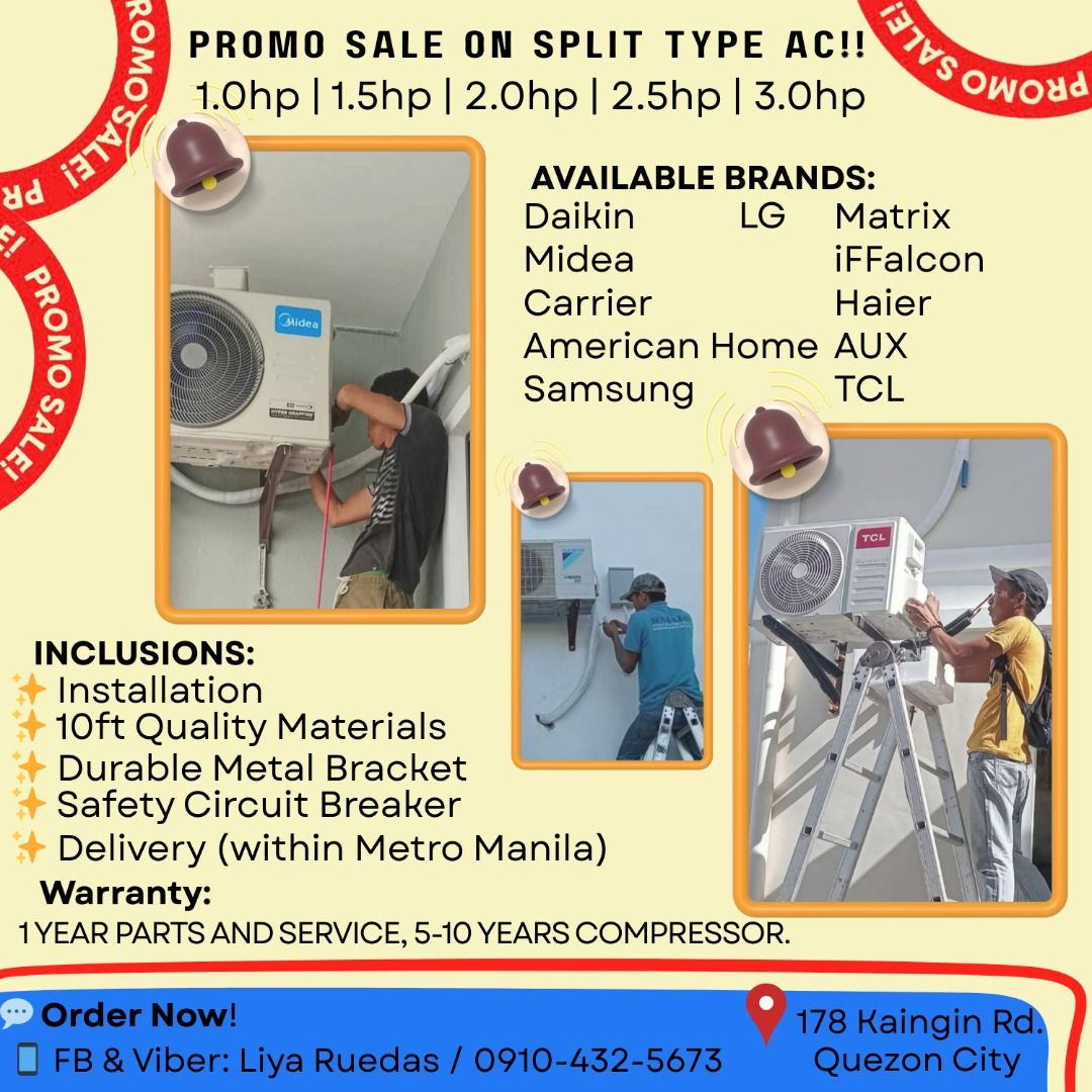 BRAND NEW SPLIT TYPE AIRCON - WITH WARRANTY AND FREE INSTALLATION ...