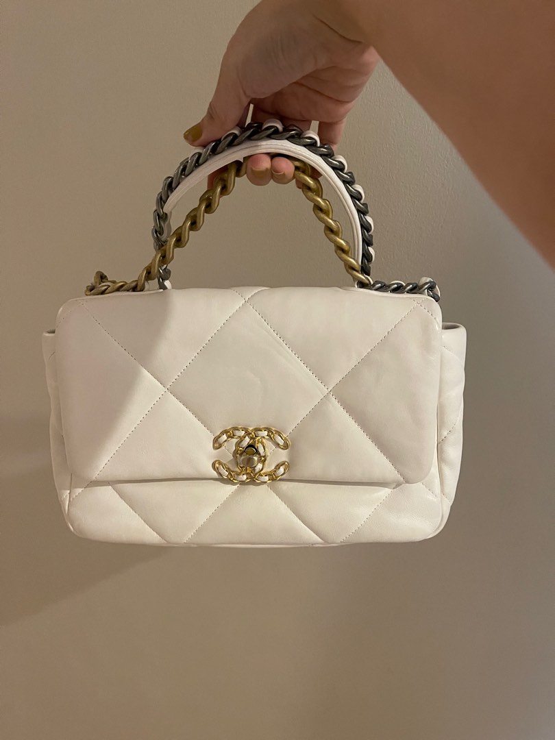 Chanel C19 White Medium Authentic, Luxury, Bags & Wallets on Carousell