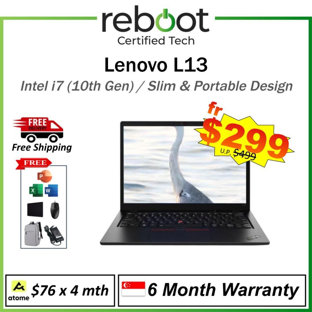 Lenovo ThinkPad L13 - Super Slim Design - 512GB SSD - Free MS Office -Ironclad - Nimble ...