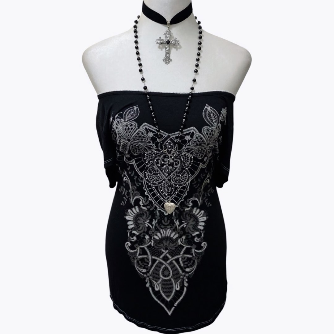 skinny minnie shirt top d.i.a y2k bebe coquette trashy early 2000s ...