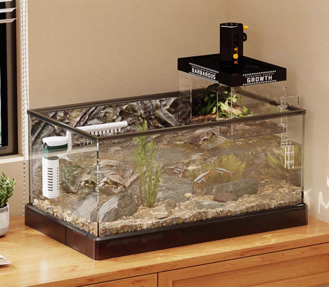 Thick Glass Terrapin Tank with Basking housing complete beginner set ...