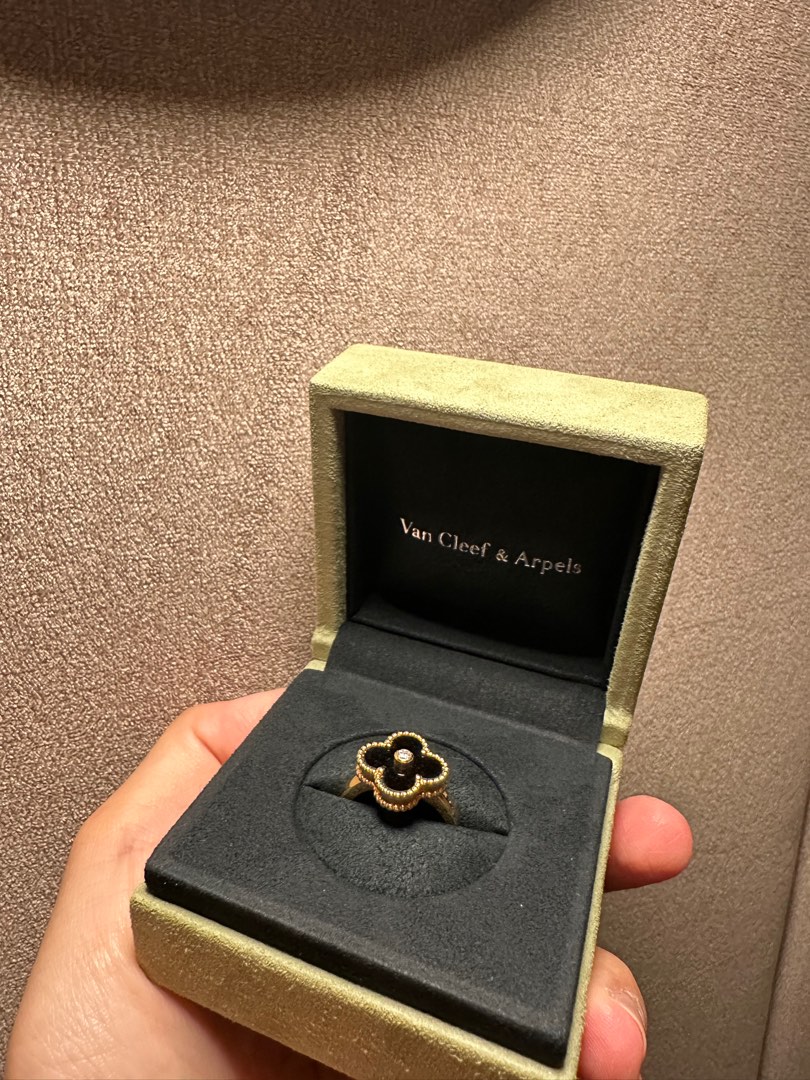 VCA Vintage Alhambra Ring Onyx, Luxury, Accessories on Carousell