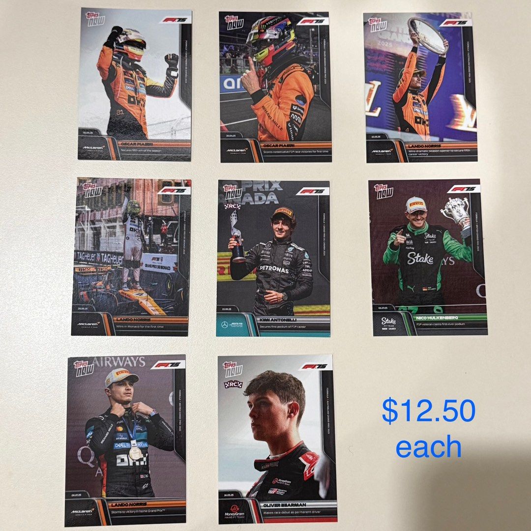 2025 Topps Now Formula 1 F1 75 Cards Oscar Piastri Lando Norris Nico ...
