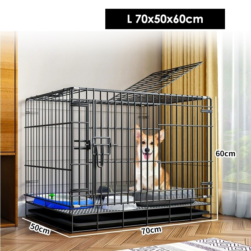 🇸🇬 Double Door Foldable Dog Cage With Removable Tray / Folding Metal ...