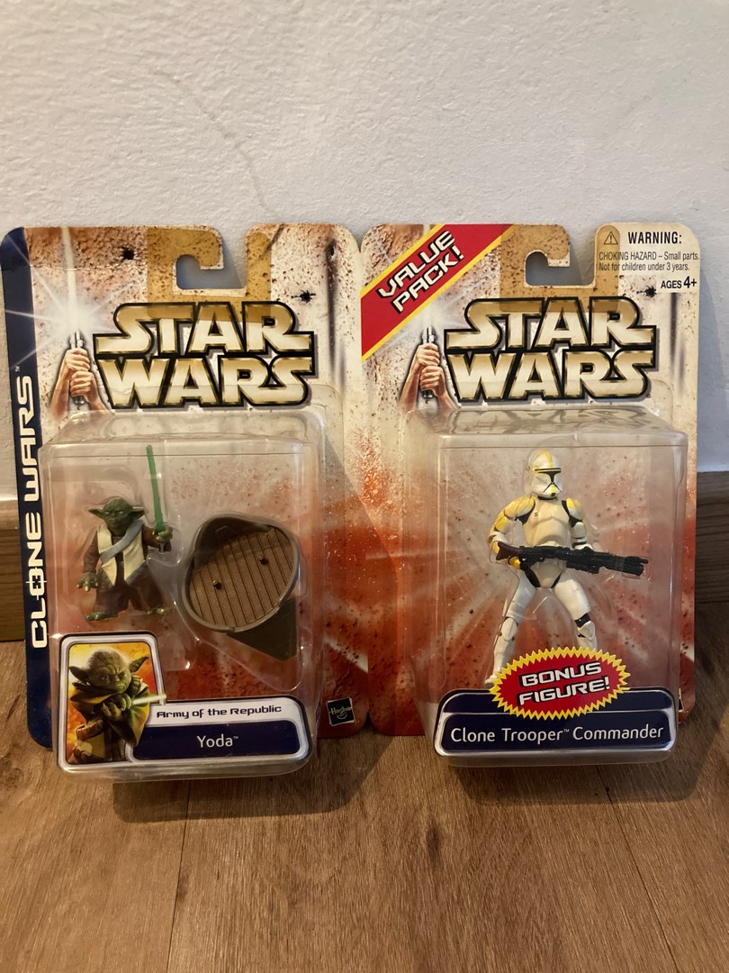 Hasbro Star Wars AOTC Clone Trooper Commander AND Yoda Figure (COD ...