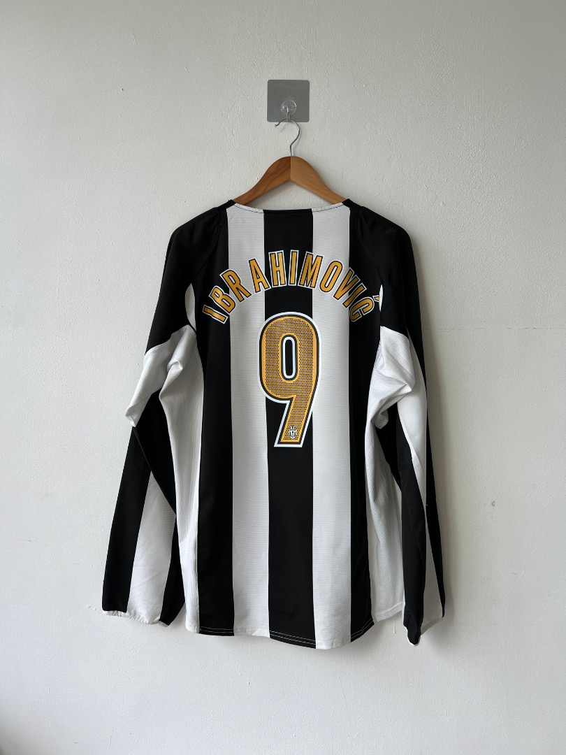 (L) Juventus 2004-05 Home Long Sleeve Kit Ibrahimovic #9 Original ...