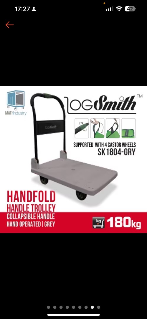 Log Smith Hand Foldable Trolley SK1804-GRY, Furniture & Home Living ...