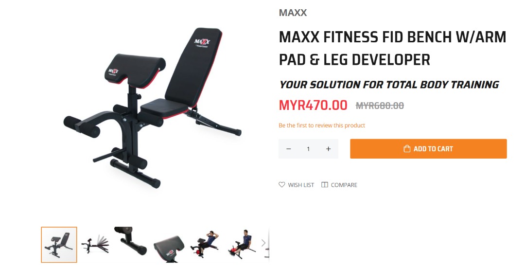 MAXX Fitness Concept Adjustable Weight Bench, Sports Equipment ...