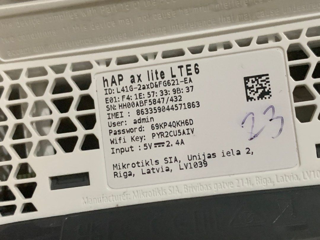 Mikrotik HAP Ax Lite LTE Cat 6 wireless 4G LTE Router, Computers & Tech ...