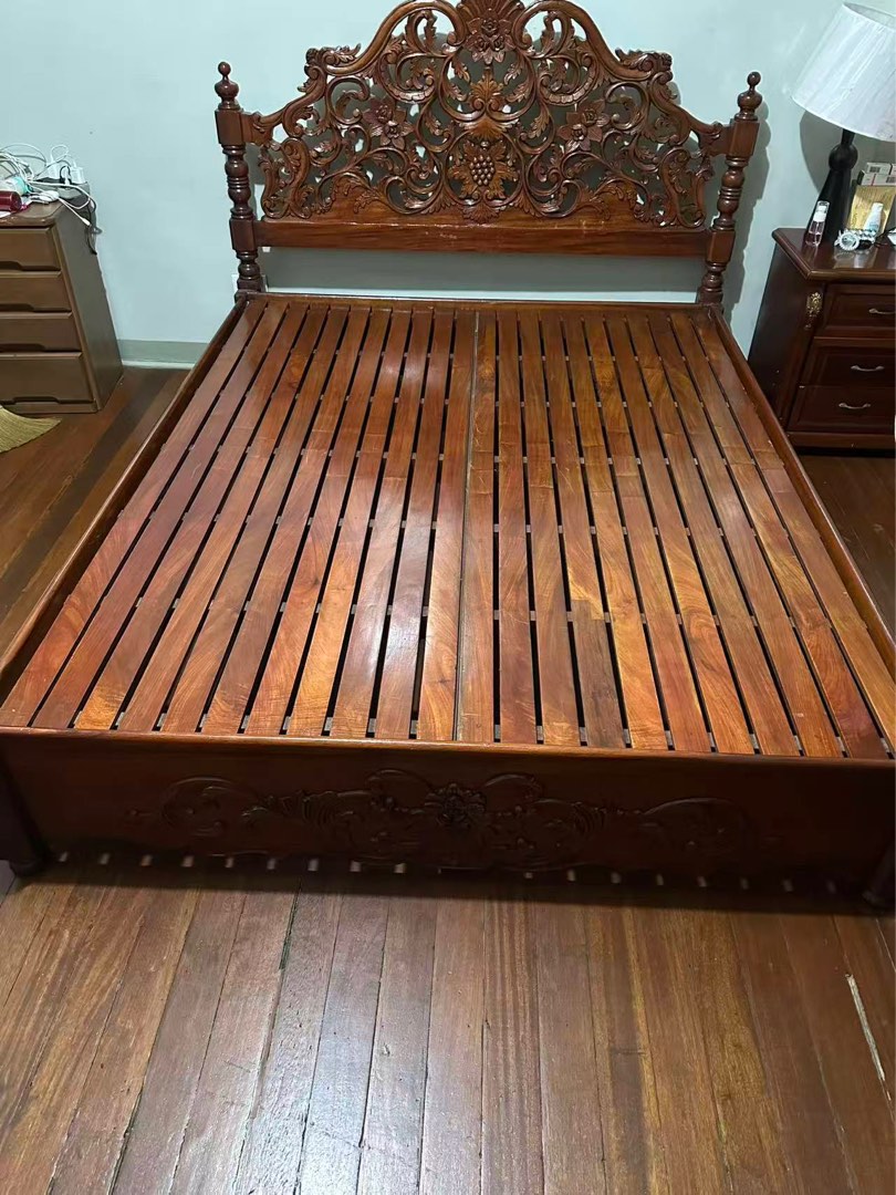Narra Solid Bed Frame, Furniture & Home Living, Furniture, Bed Frames ...
