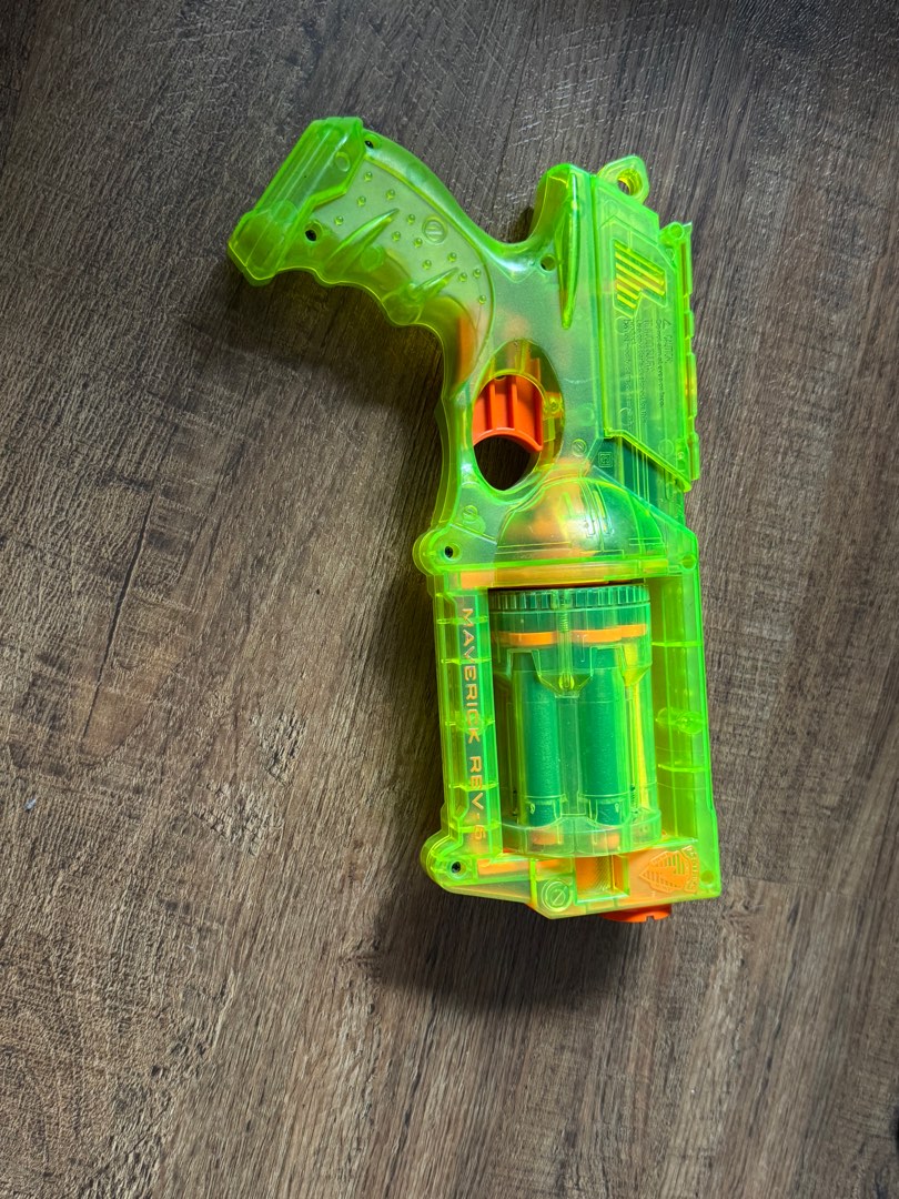 Nerf N-Strike Clear Green Transparent Maverick REV-6 Revolver Dart Gun ...