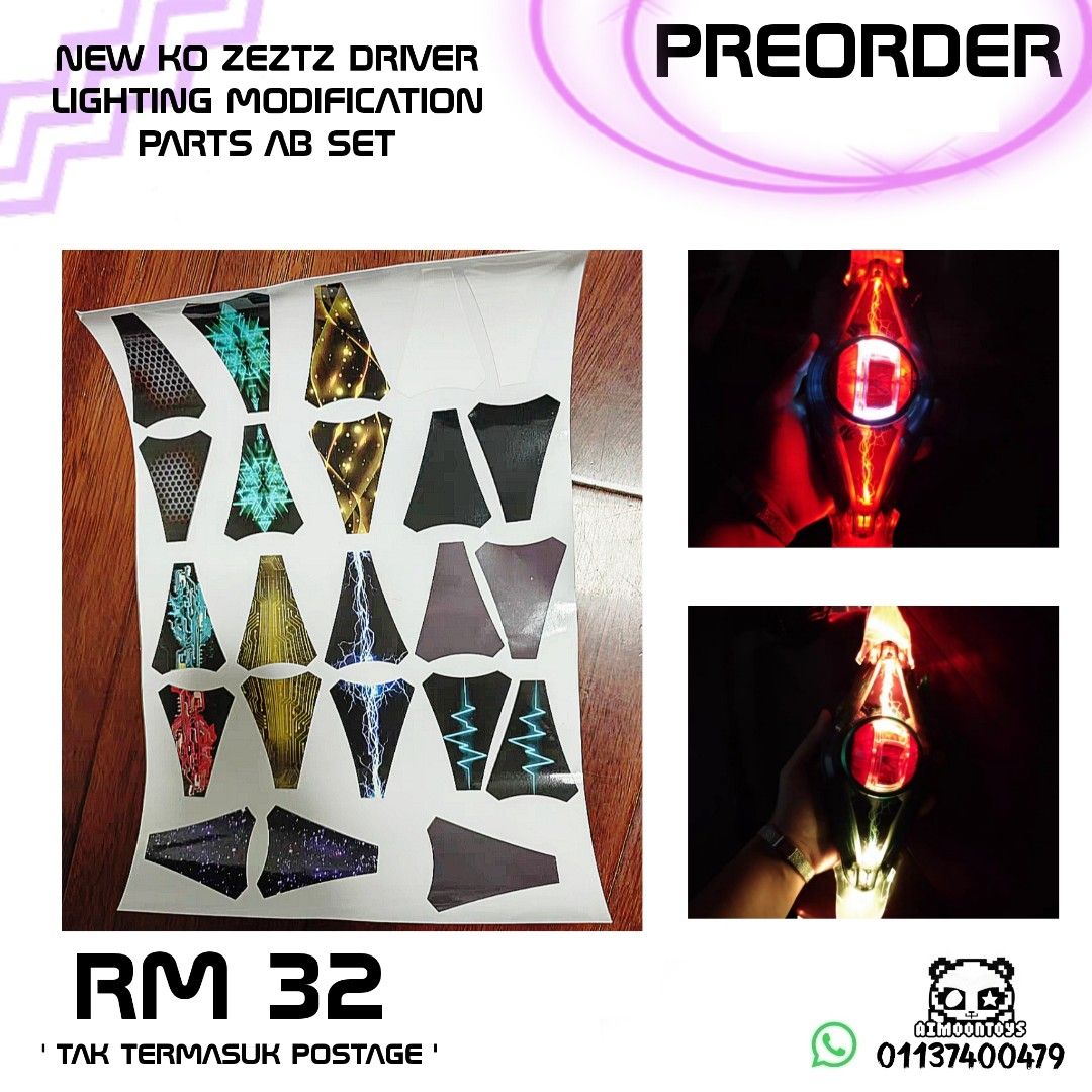 PREORDER NEW KO lighting light modification Sticker parts AB set For DX Kamen Rider Zeztz Driver ...