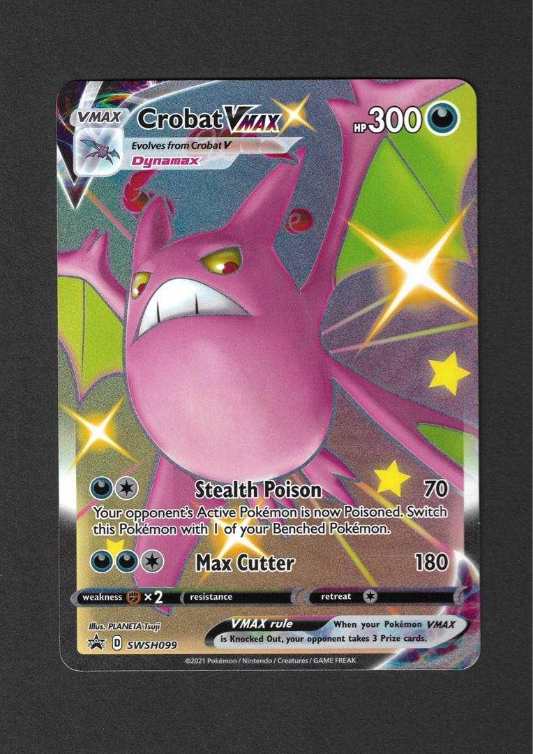 PTCG Pokemon Trading Card Game Crobat VMAX (SWSH099 Jumbo), 興趣及遊戲, 玩具 ...