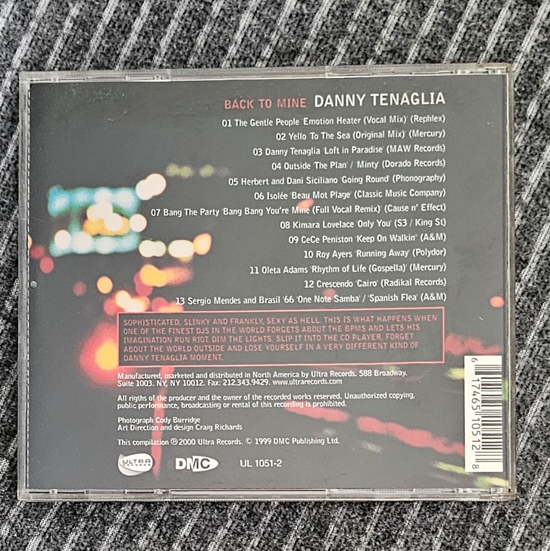 🌟 🇺🇸 [CD DJ Mix, House] Back to Mine: Danny Tenaglia (2000), Hobbies & Toys, Music & Media, CDs ...