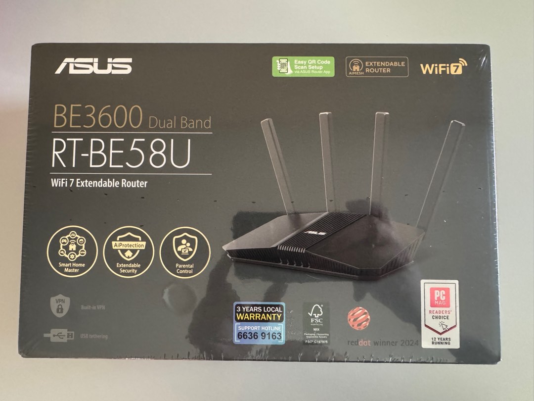 ASUS RT-BE58U BE3600 Dual Band WiFi 7 Router, Computers & Tech, Parts ...