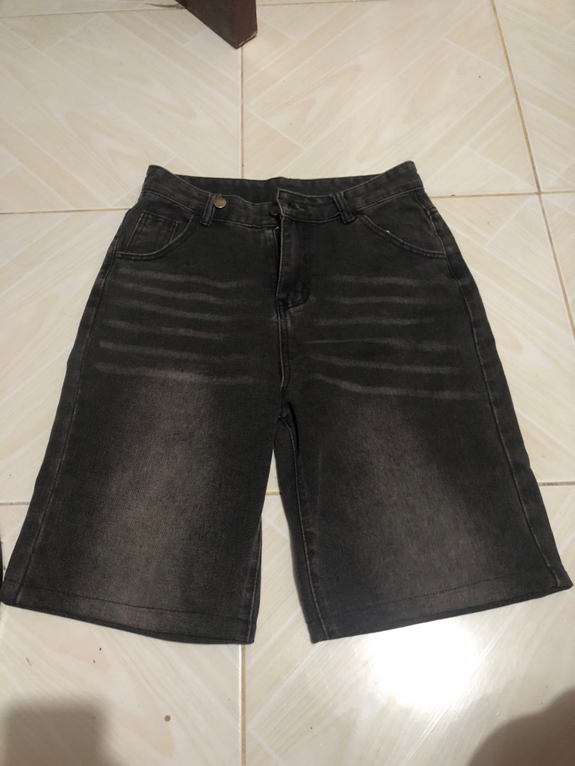 black acid washed baggy jorts unisex jorts perfect for small people ...